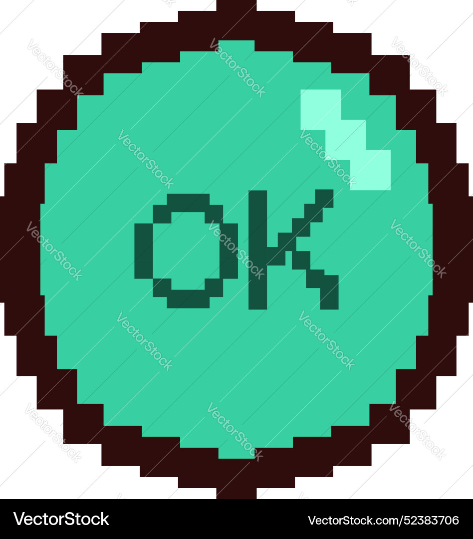 Pixel art ok button showing agreement Royalty Free Vector