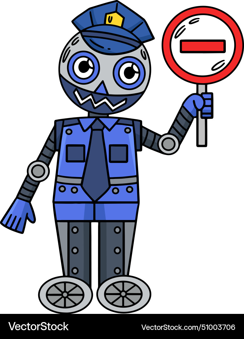 Security guard robot cartoon colored clipart Vector Image