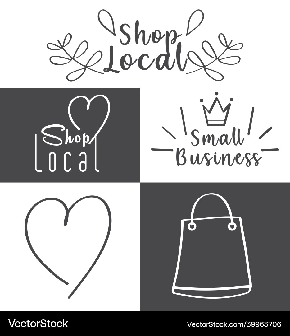 Shop Local Lettering Icons Royalty Free Vector Image