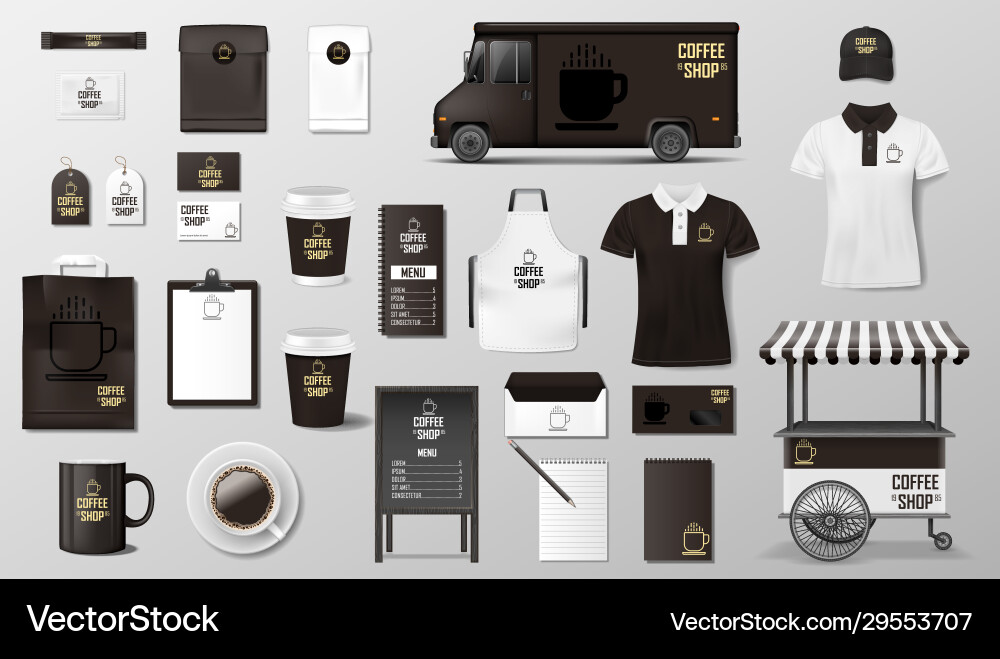 Branding set for coffee shop cafe Royalty Free Vector Image