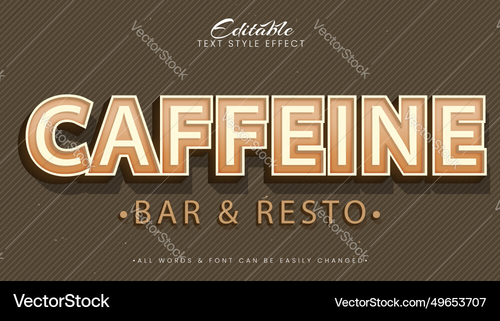 Caffeine bar and restaurant vintage retro 3d text Vector Image