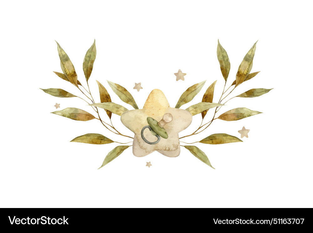 Children emblem-composition with stars green Vector Image