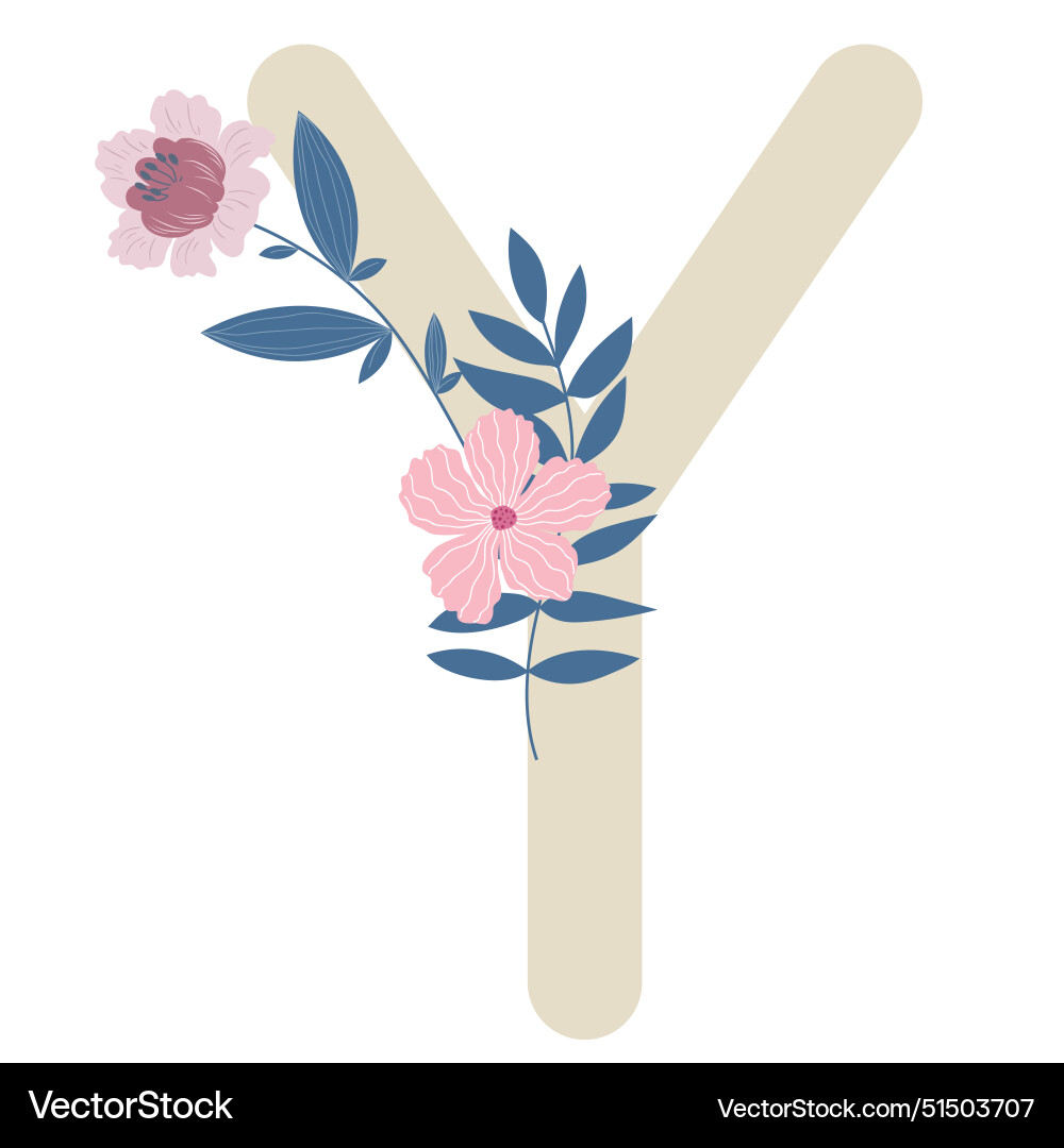 Floral letter y Royalty Free Vector Image - VectorStock