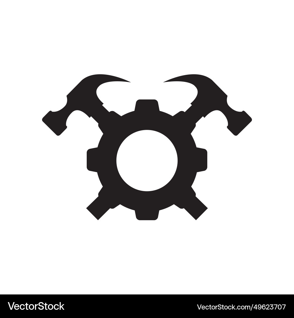 Hammer gear logo design image Royalty Free Vector Image