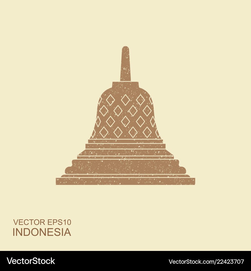 Indonesian borobudur ancient temple flat Vector Image