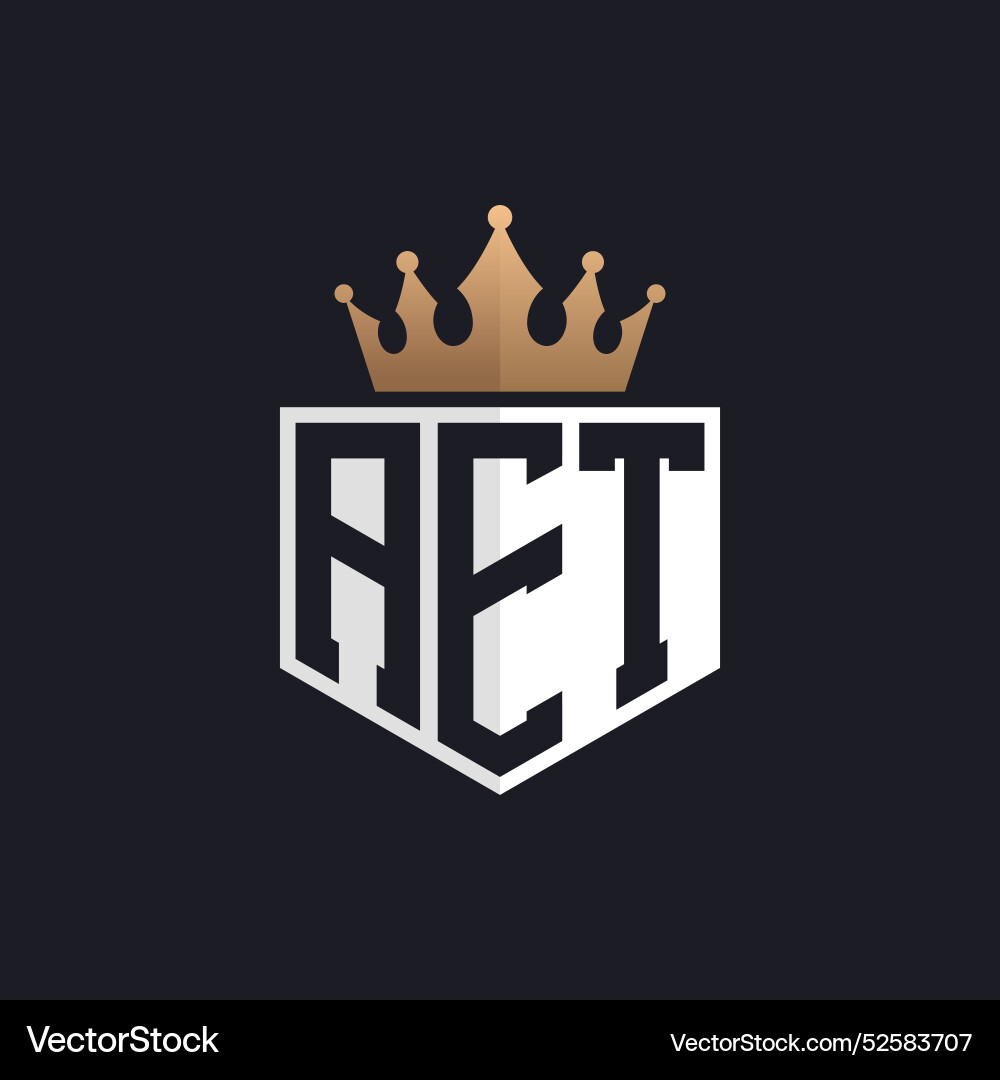 Luxury aet logo with crown elegant initials Vector Image