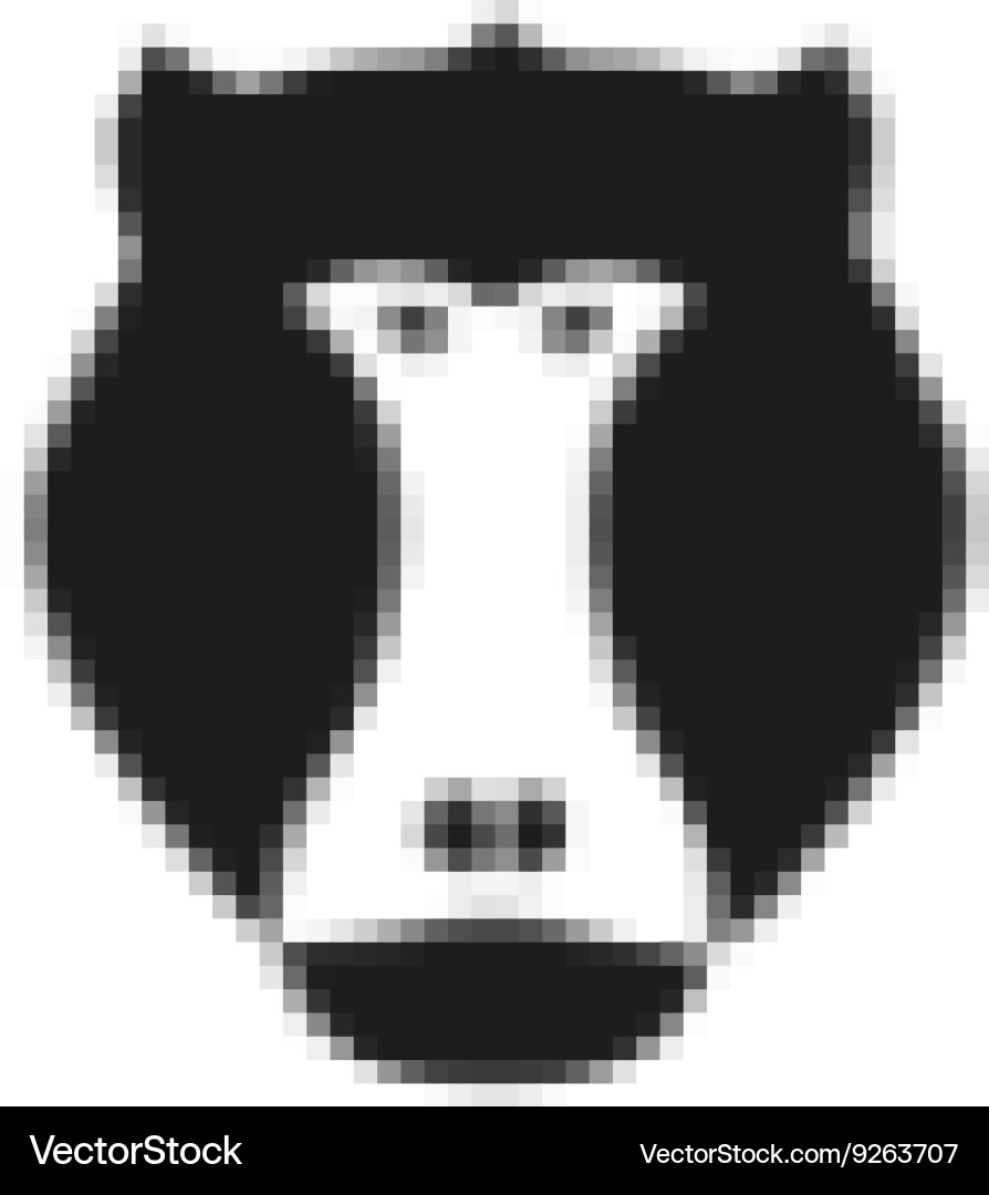 Pixel head of baboon monkey Royalty Free Vector Image