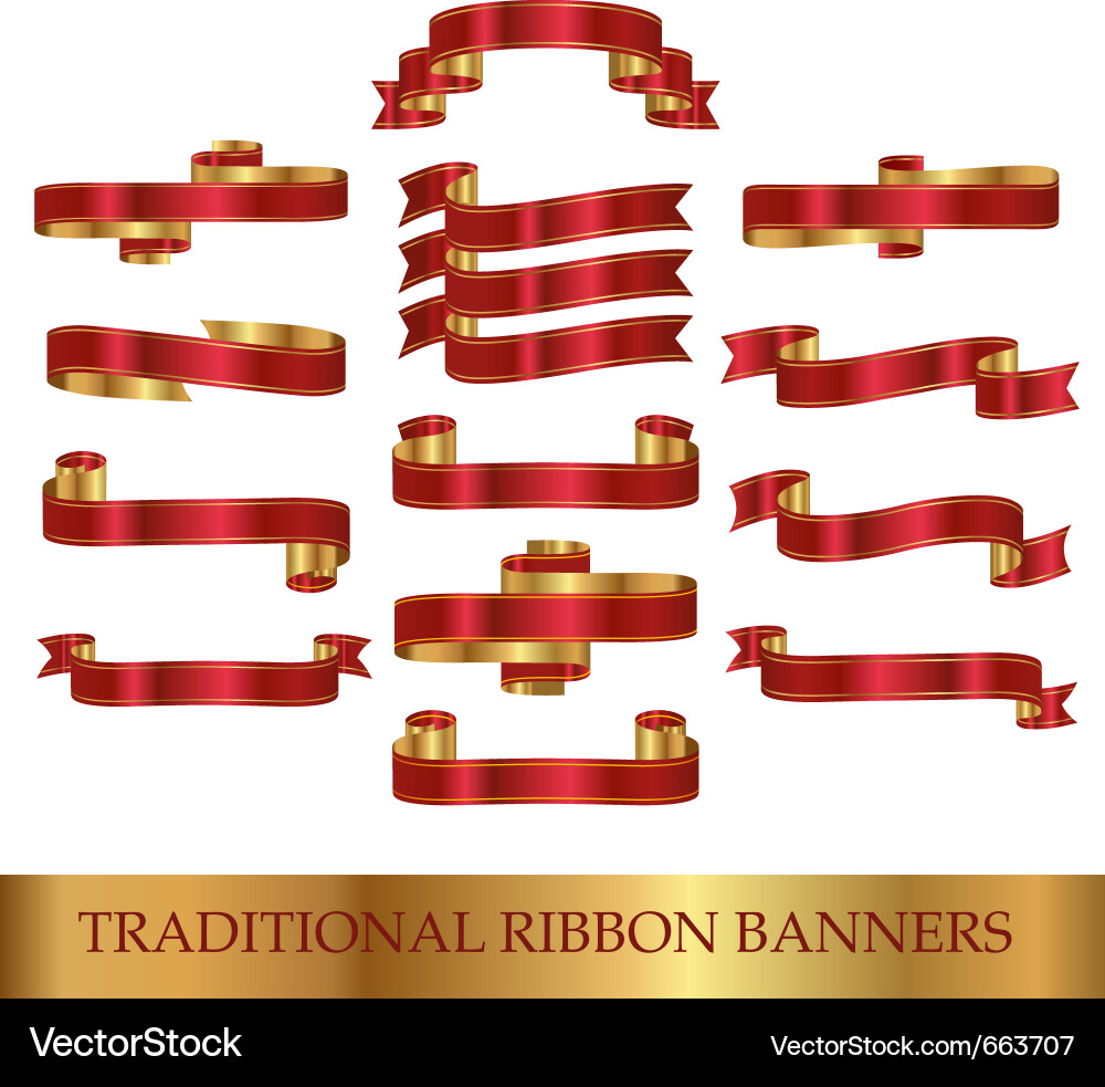 Red ribbon banners Royalty Free Vector Image - VectorStock