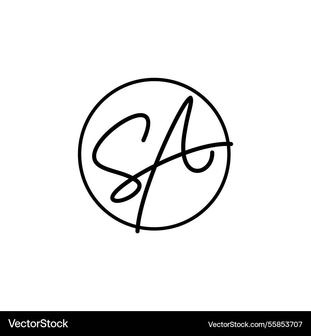Signature letter sa monogram logo Royalty Free Vector Image