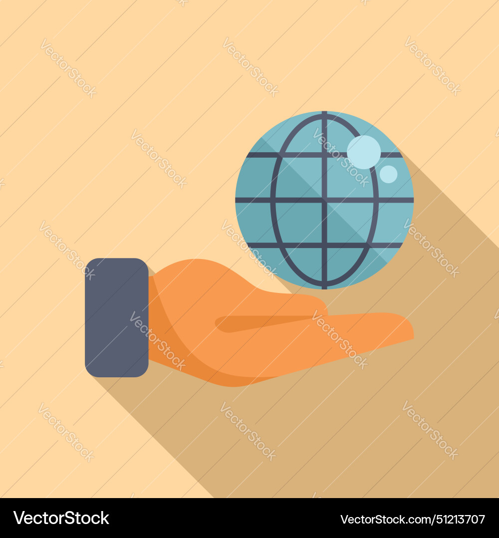 Support global hand icon flat eco Royalty Free Vector Image
