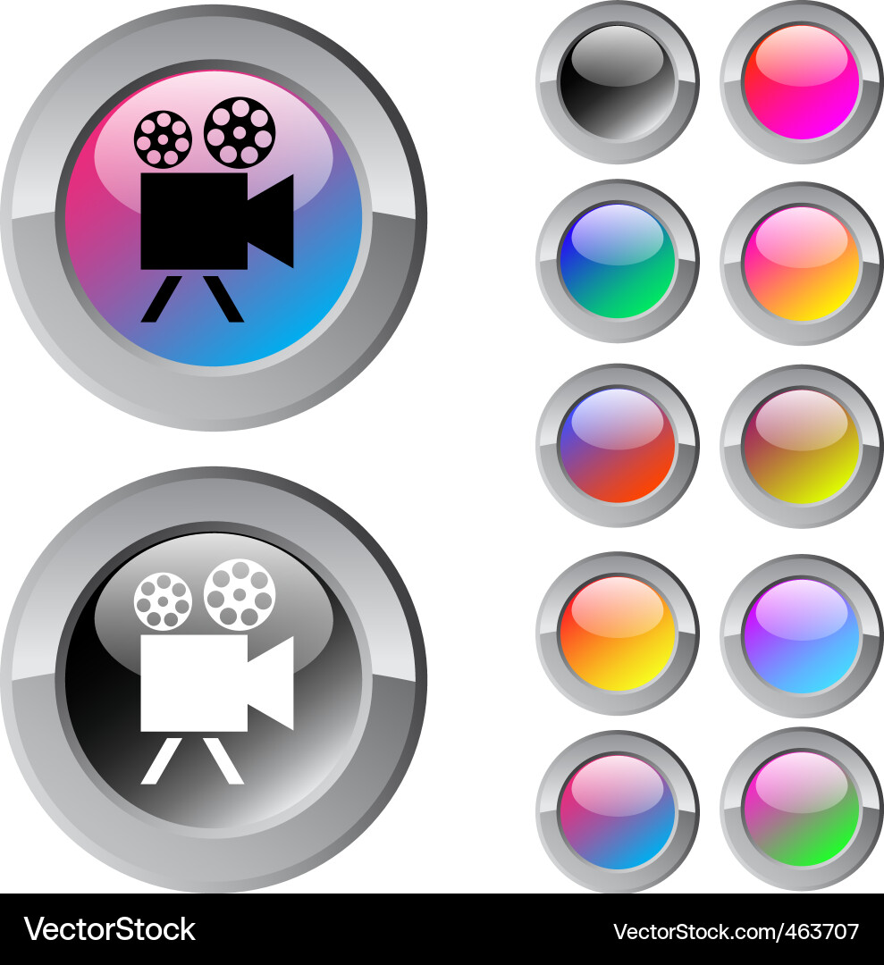 Video camera multicolor round button Royalty Free Vector