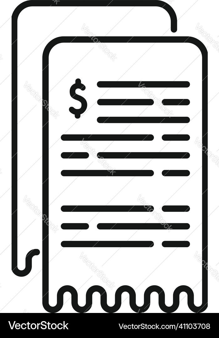 Bill paper icon outline finance payment Royalty Free Vector