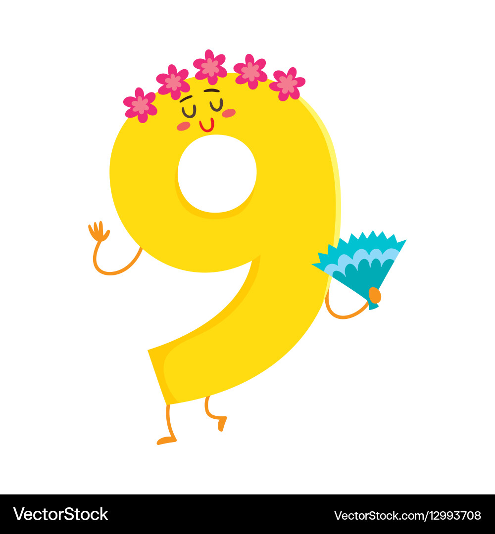 Cute and funny colorful 9 number characters Vector Image