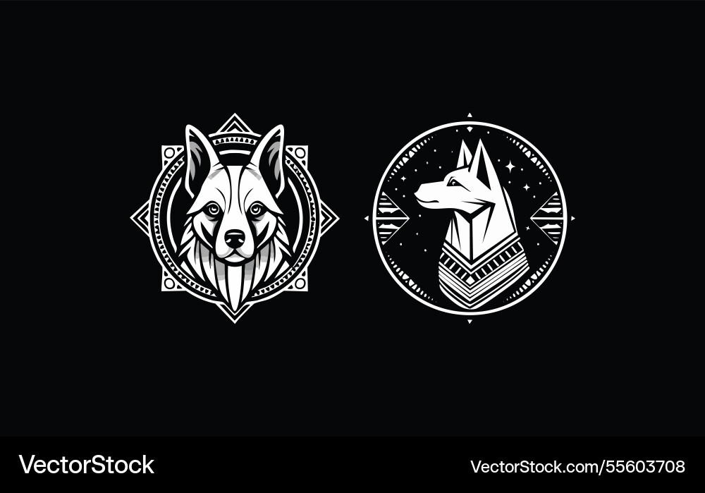 Dog aztec logo concept Royalty Free Vector Image