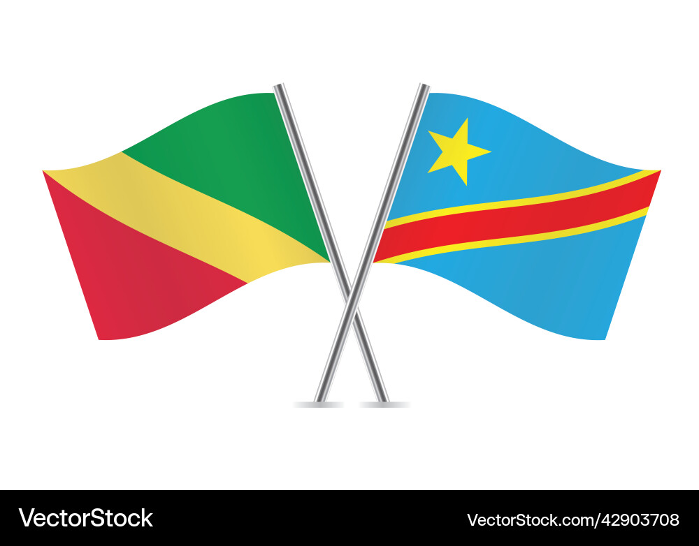 Dr congo and republic flags Royalty Free Vector Image