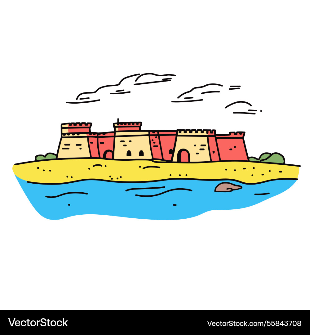 Fort sumter in an doodle inca cartoon style Vector Image
