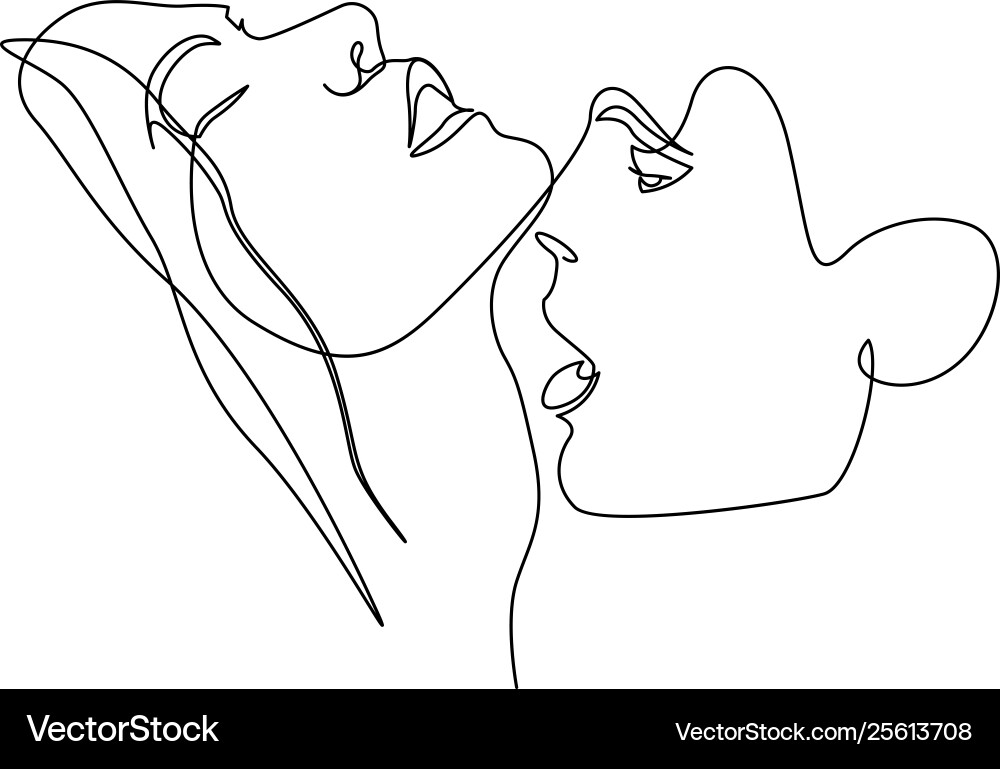 Passionate Line Kiss - Couple Royalty Free Vector Image