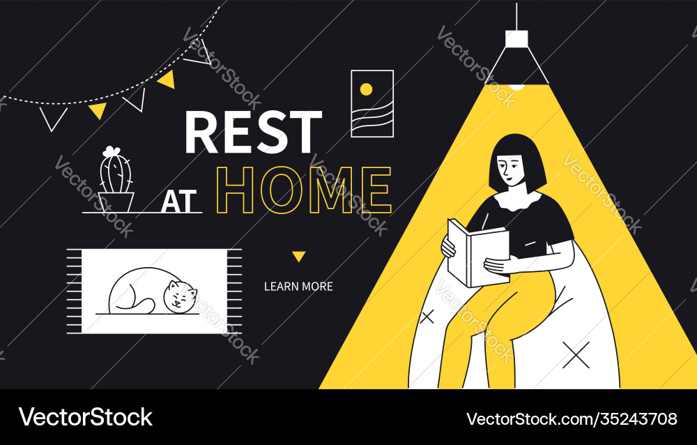 Rest at home - modern flat design style web banner