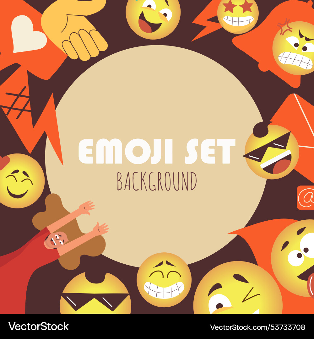 Rounded frame background with funny emoji Vector Image