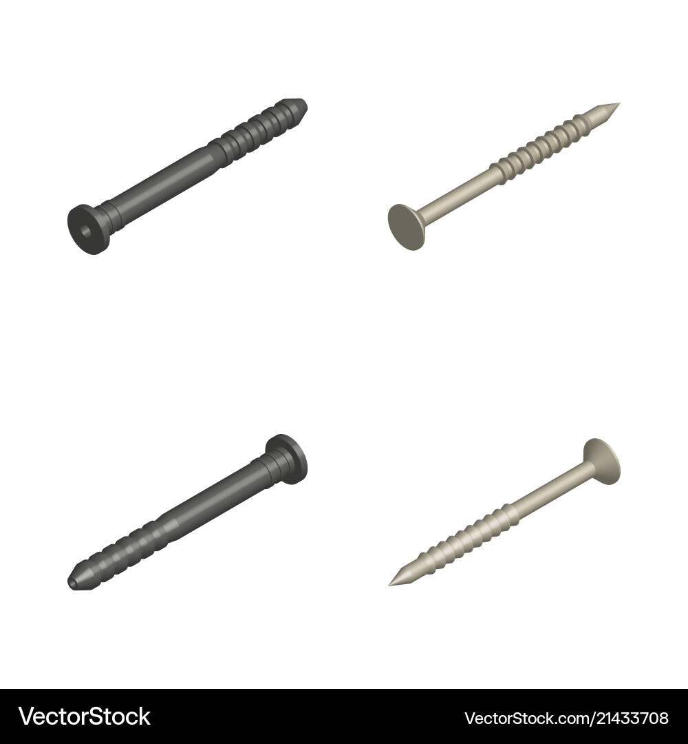 Set of fasteners in 3d Royalty Free Vector Image