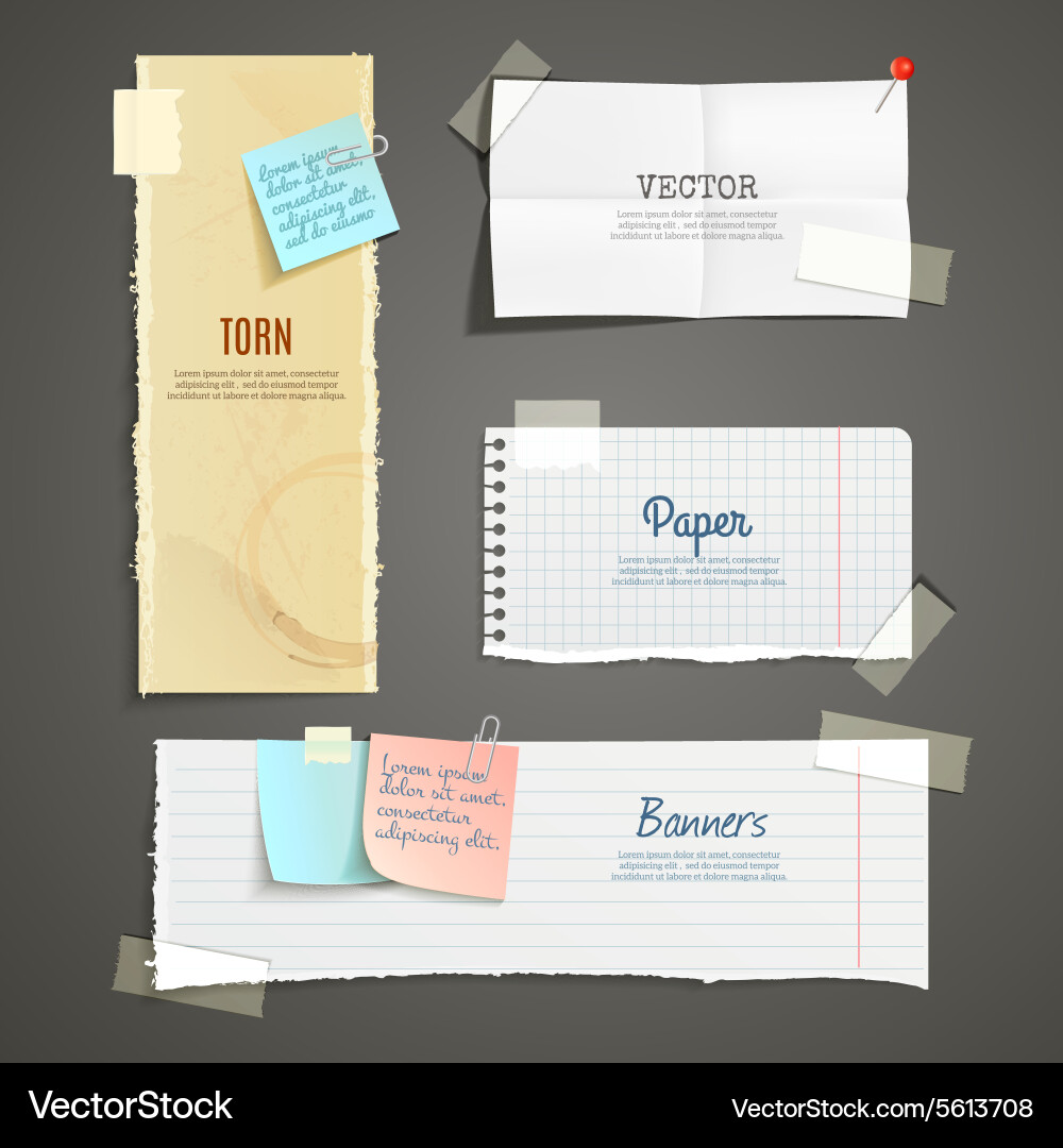 Torn paper banner set Royalty Free Vector Image