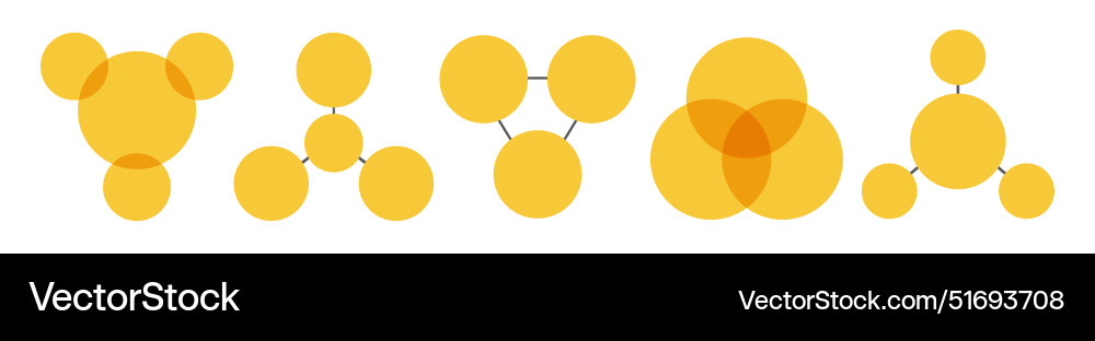 Venn diagram set colorful style Royalty Free Vector Image