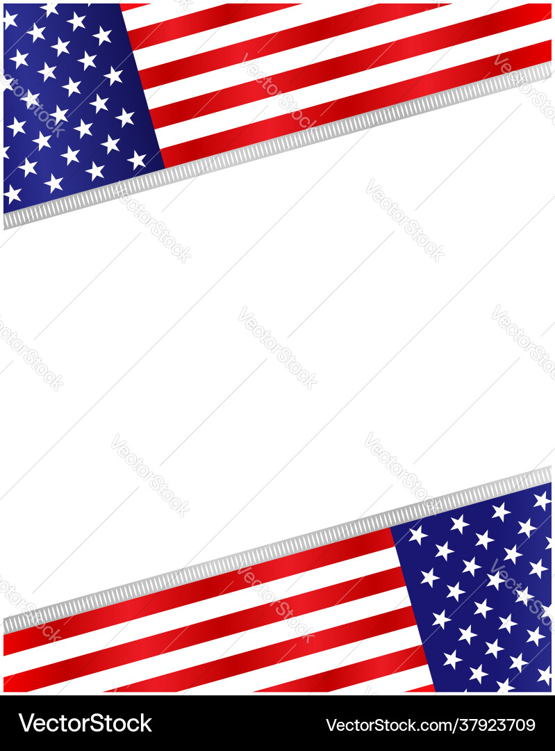 American flag symbols background frame border Vector Image