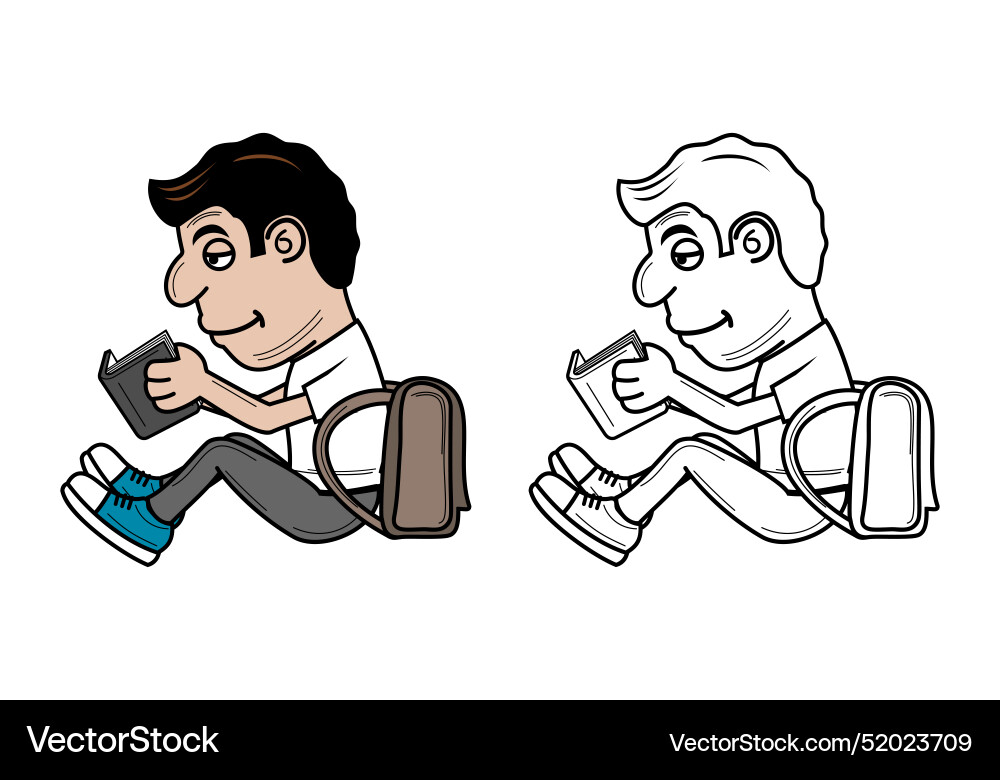 Cute Cartoon Student Doodle Royalty Free Vector Image