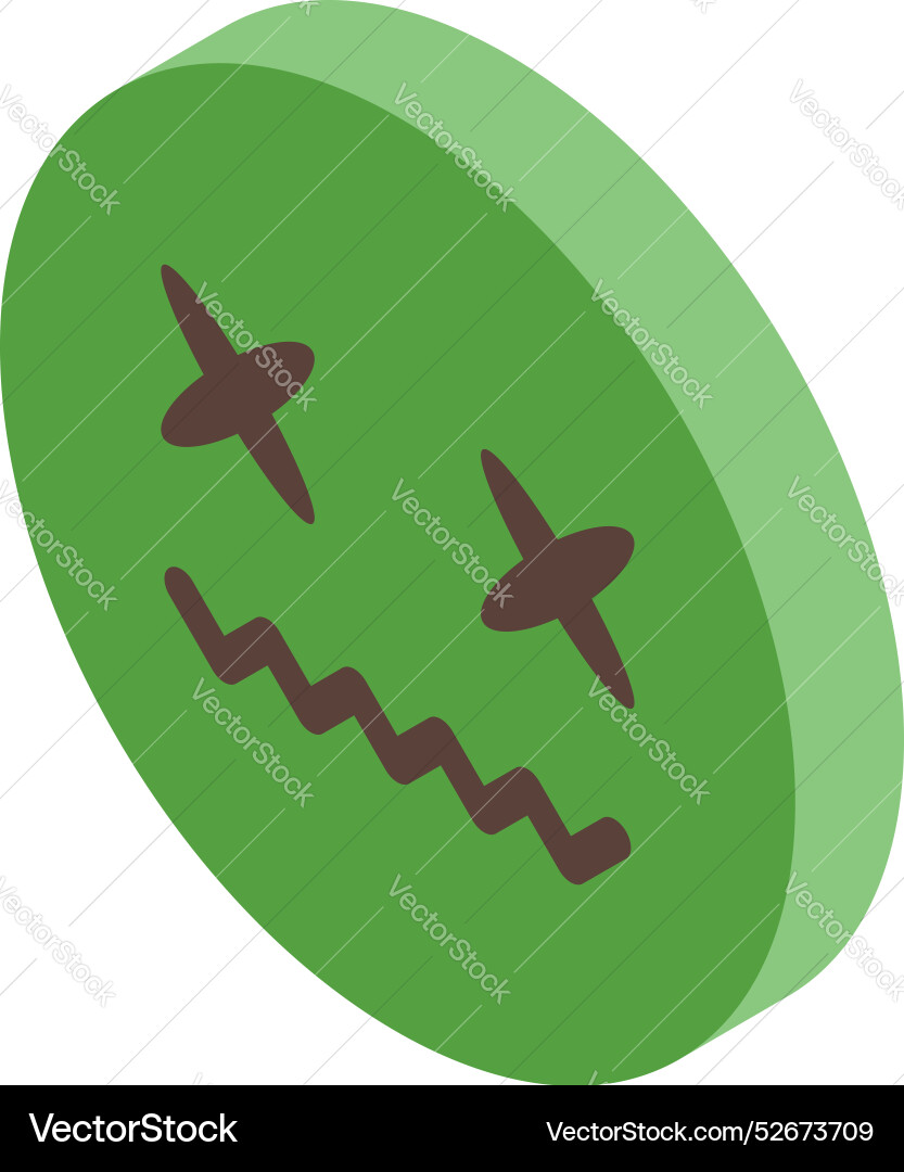 Green emoji showing disappointment with a zigzag Vector Image