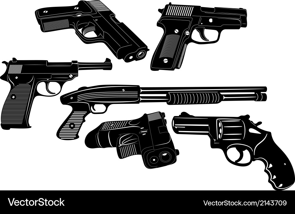 Gun set 1 Royalty Free Vector Image - VectorStock