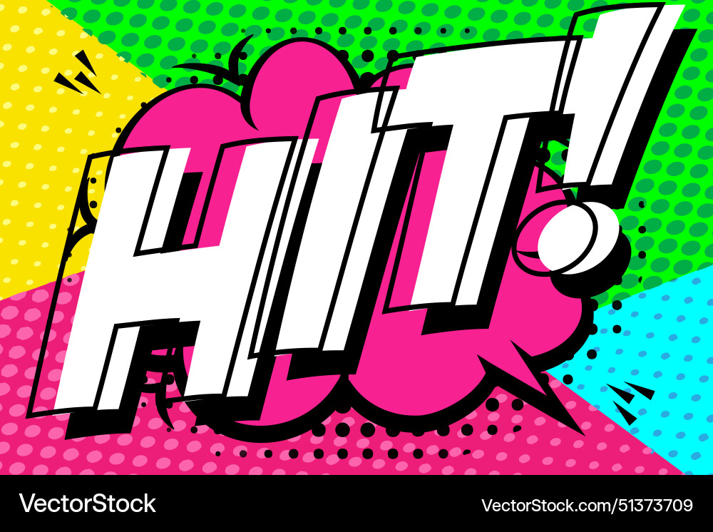 Hit pop art style black white color Royalty Free Vector