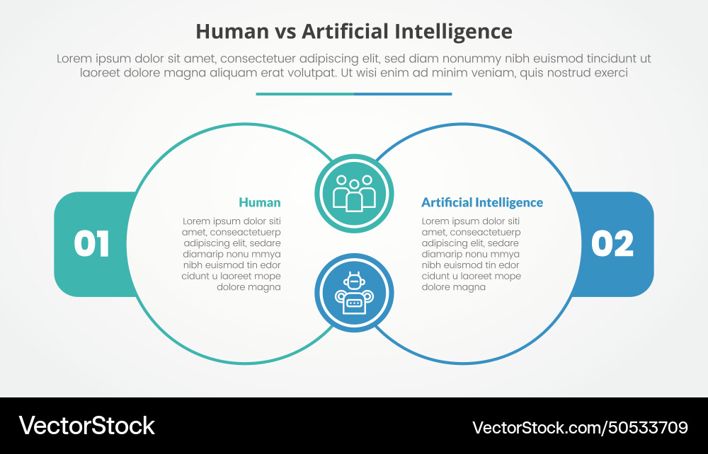 Human employee vs ai artificial intelligence Vector Image
