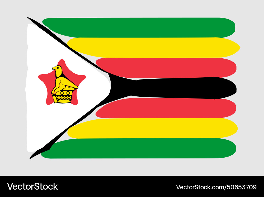 Painted flag of zimbabwe Royalty Free Vector Image