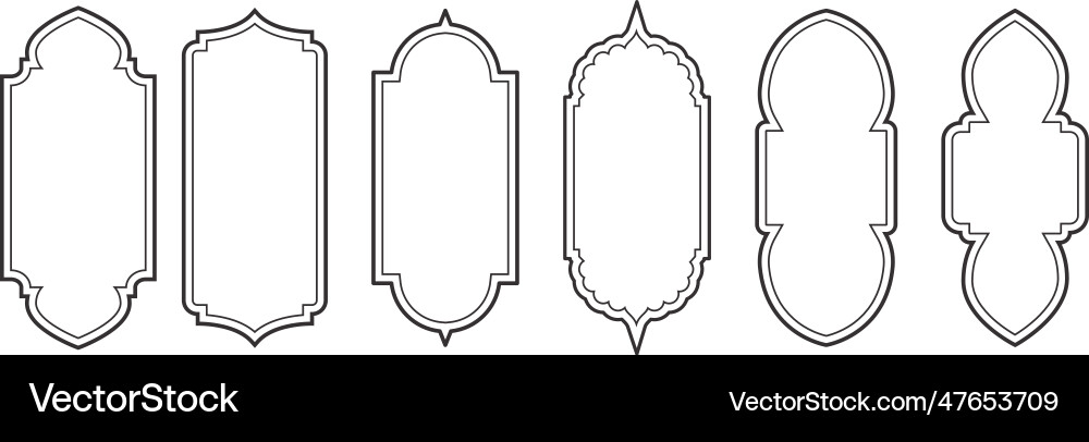 Ramadhan frame shapes outline islamic arch Vector Image