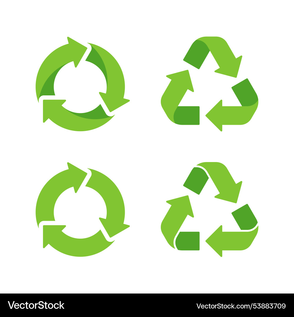 Recycle icon set recycling rotation arrow logo Vector Image