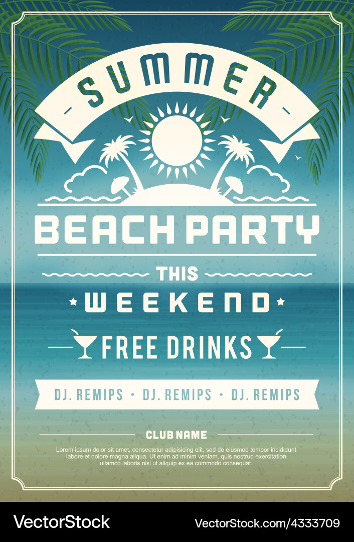 Retro summer design poster Royalty Free Vector Image