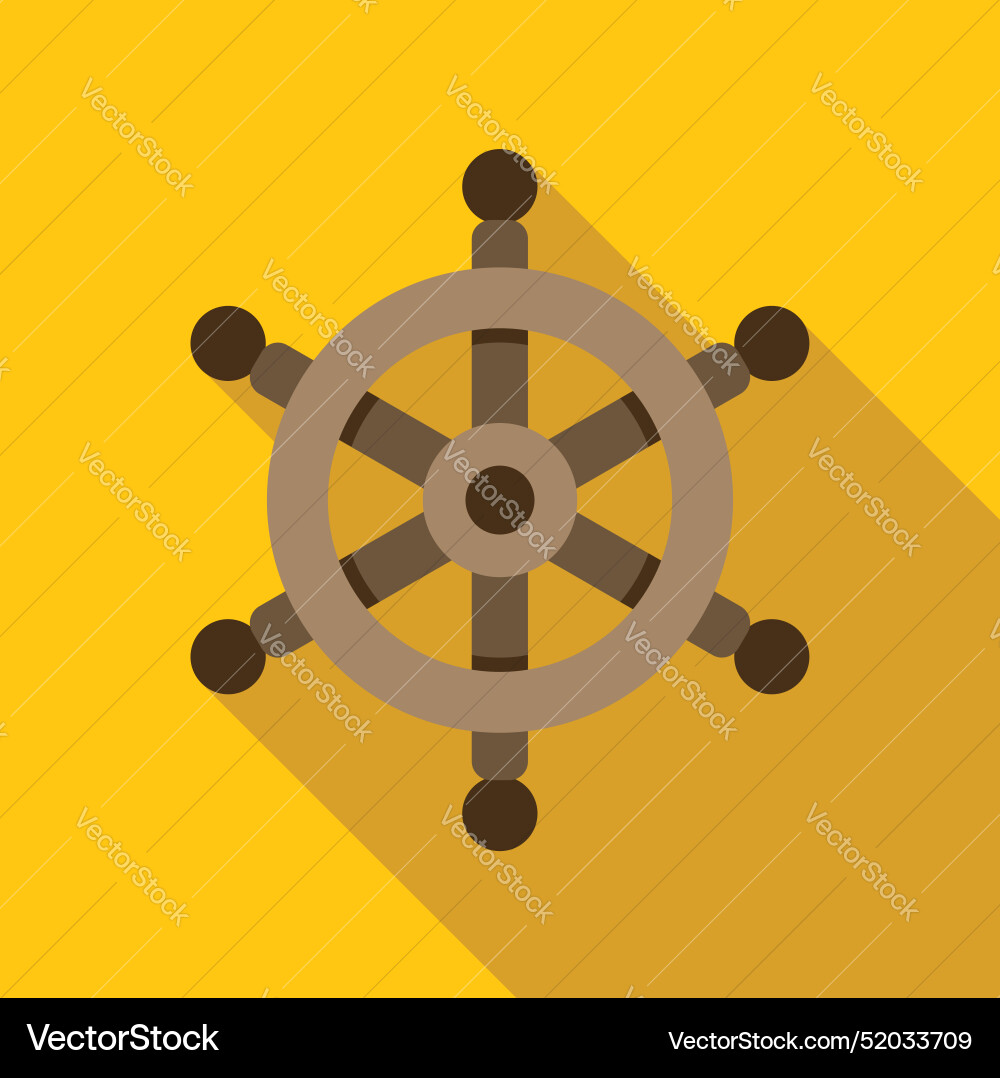 Ship steering wheel navigating on a yellow Vector Image