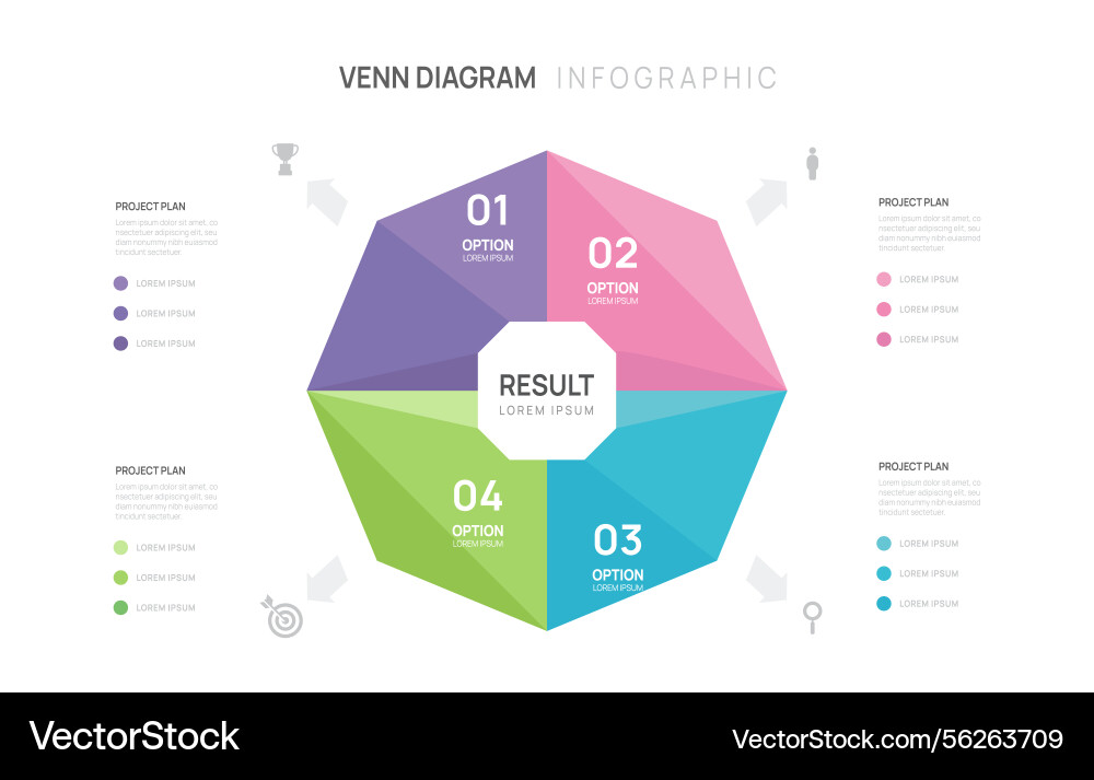 Venn diagram infographic geometric chart template Vector Image