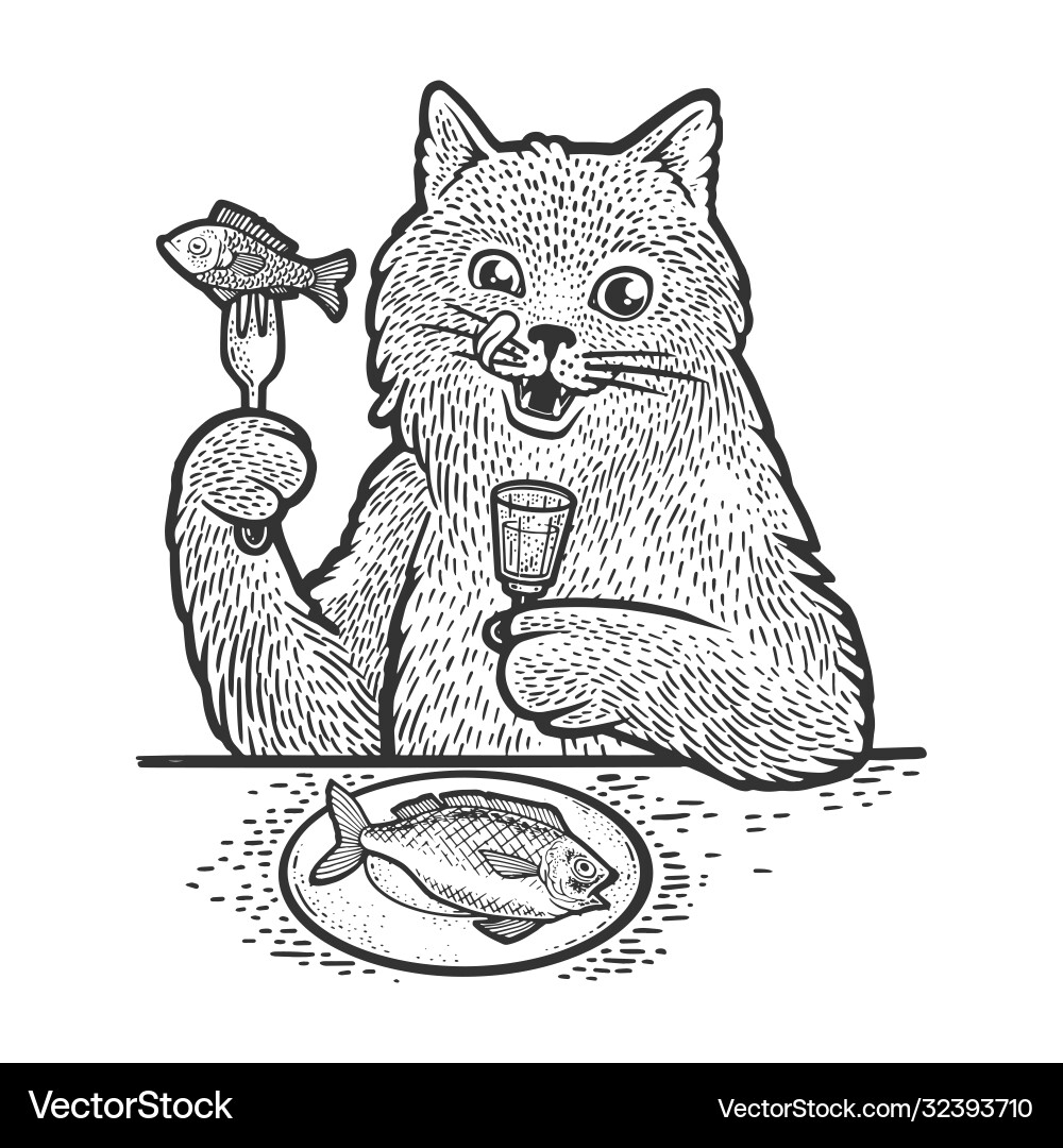 Behemoth cat sketch Royalty Free Vector Image - VectorStock