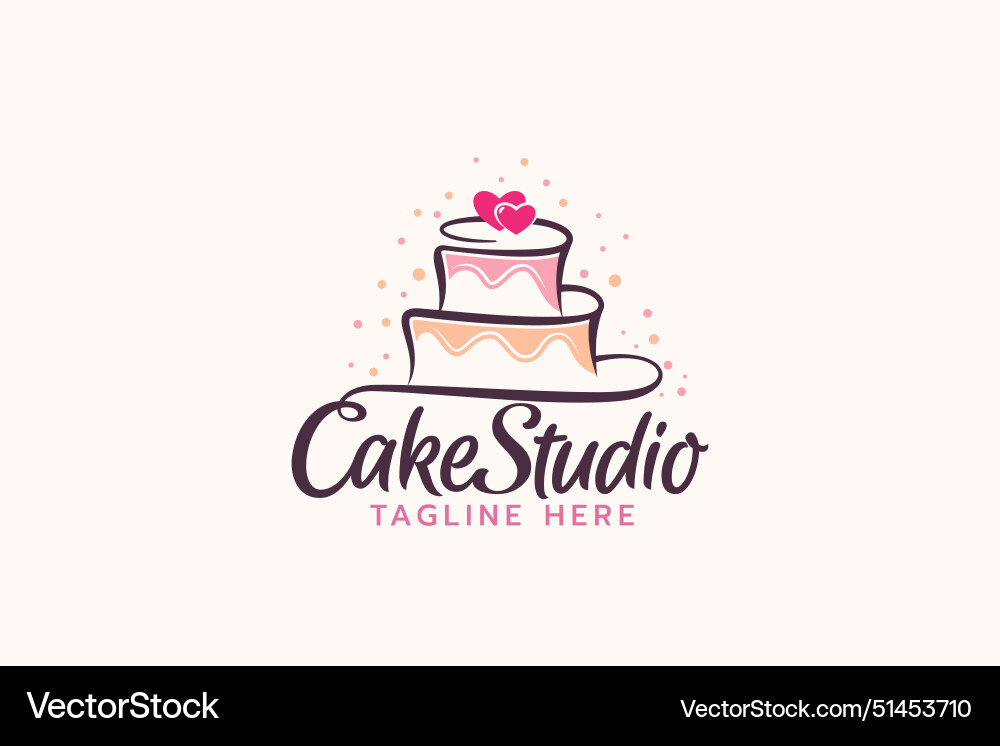 Cake studio logo with a combination of beautiful Vector Image