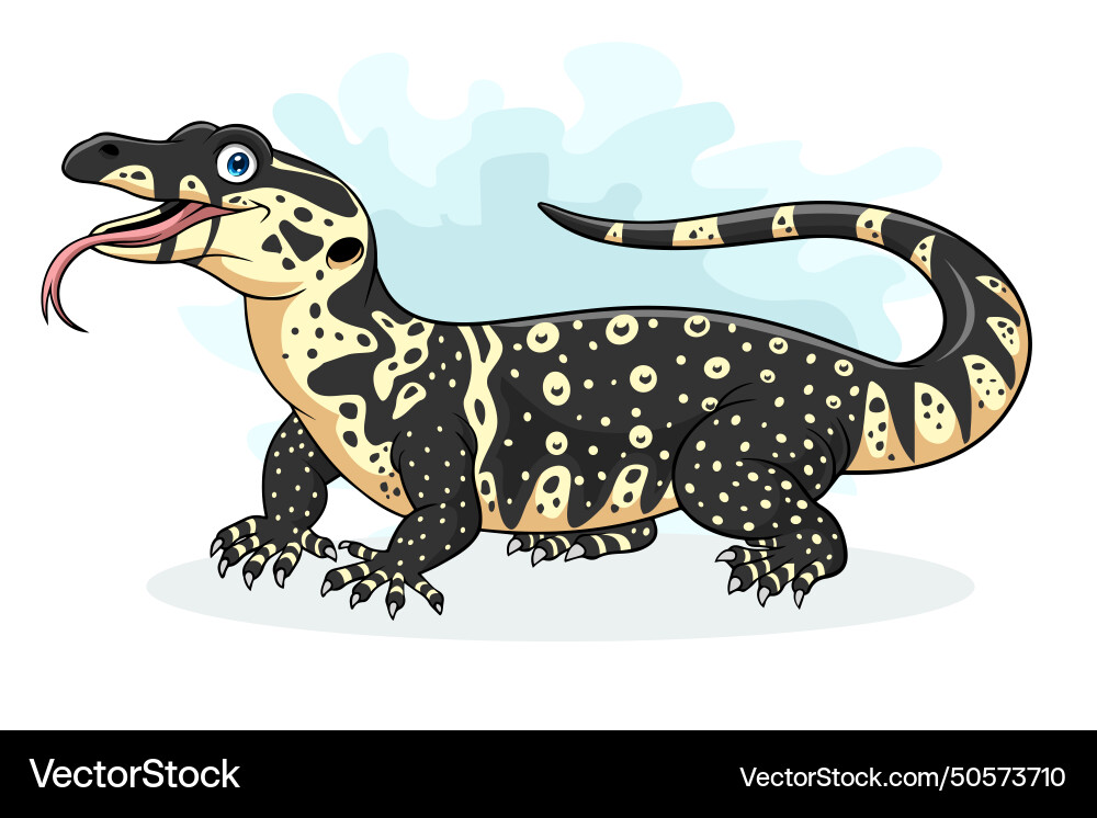Cartoon varanus salvator on white background Vector Image