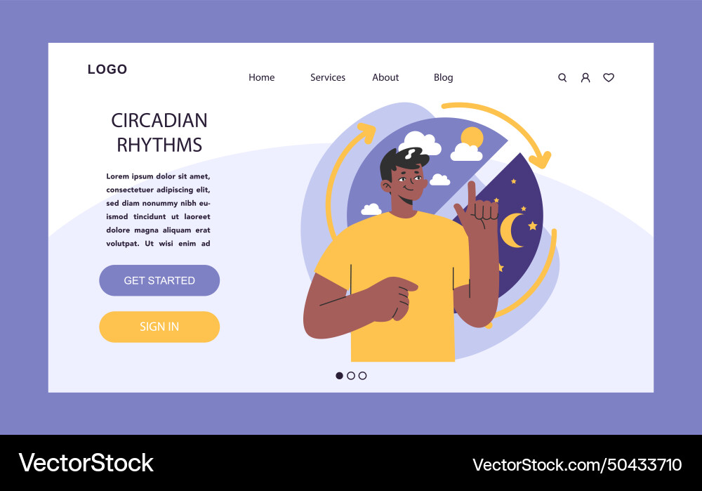 Circadian rhythm web or landing man signifies Vector Image