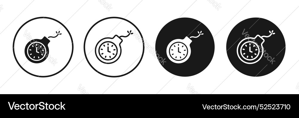 Deadline icon set black filled and outlined style Vector Image