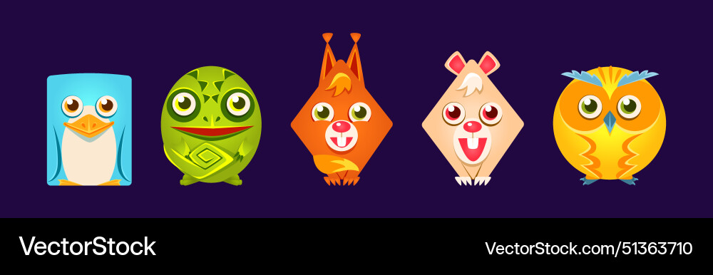 Funny animal character in geometric shape Vector Image