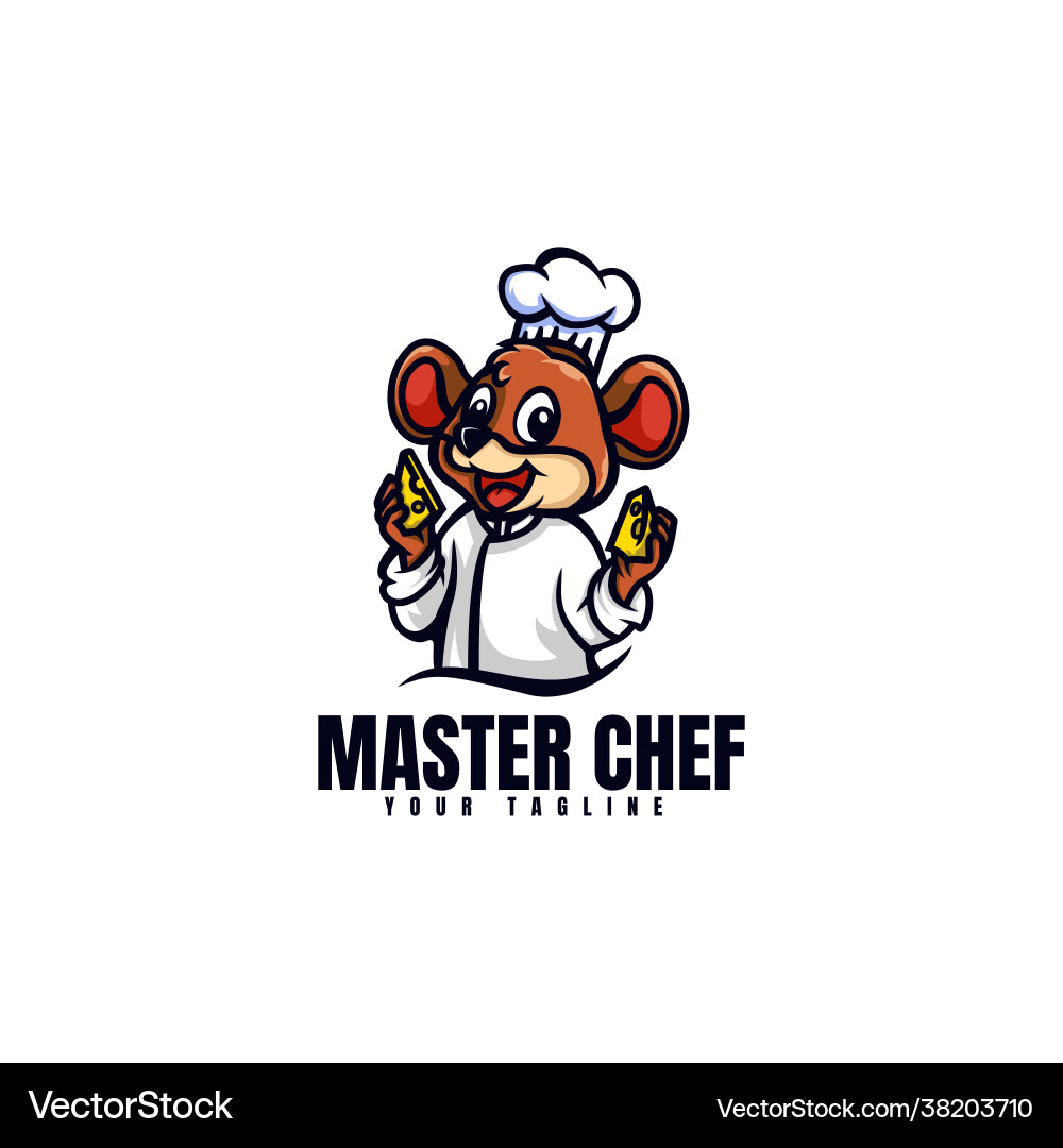 Logo master chef mouse mascot cartoon style Vector Image