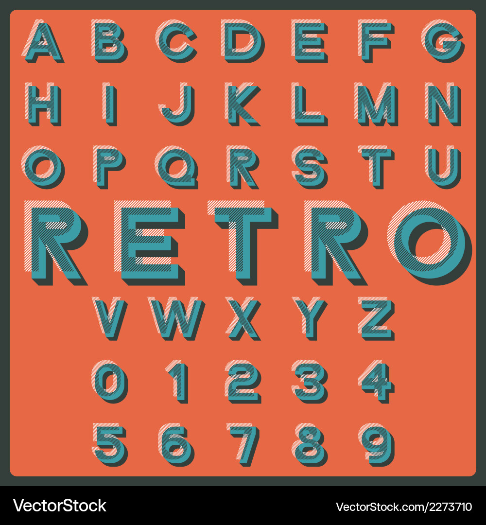 Retro font Royalty Free Vector Image - VectorStock