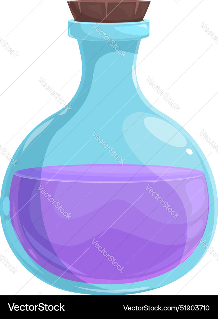 Round glass flask containing purple liquid potion Vector Image
