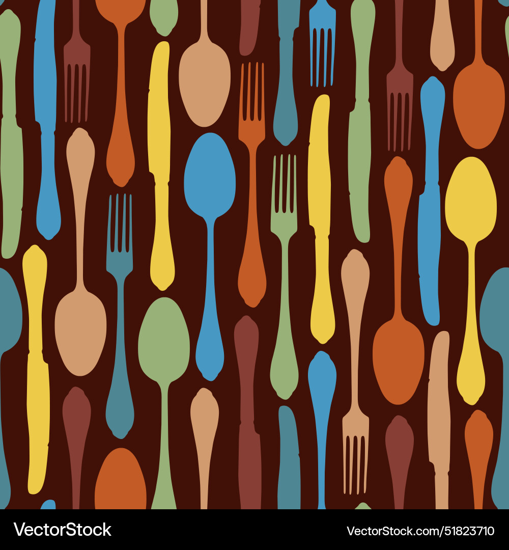 Seamless pattern with color cutlery Royalty Free Vector