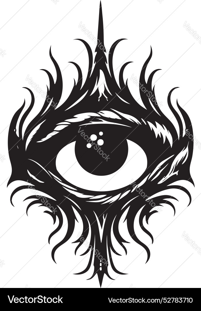 Sinful surveillance demon hand and eyeball logo Vector Image