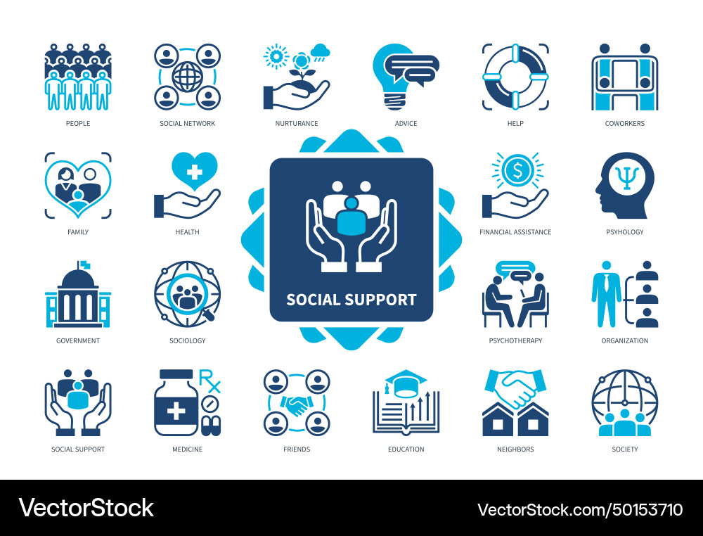 Social support solid icon set Royalty Free Vector Image